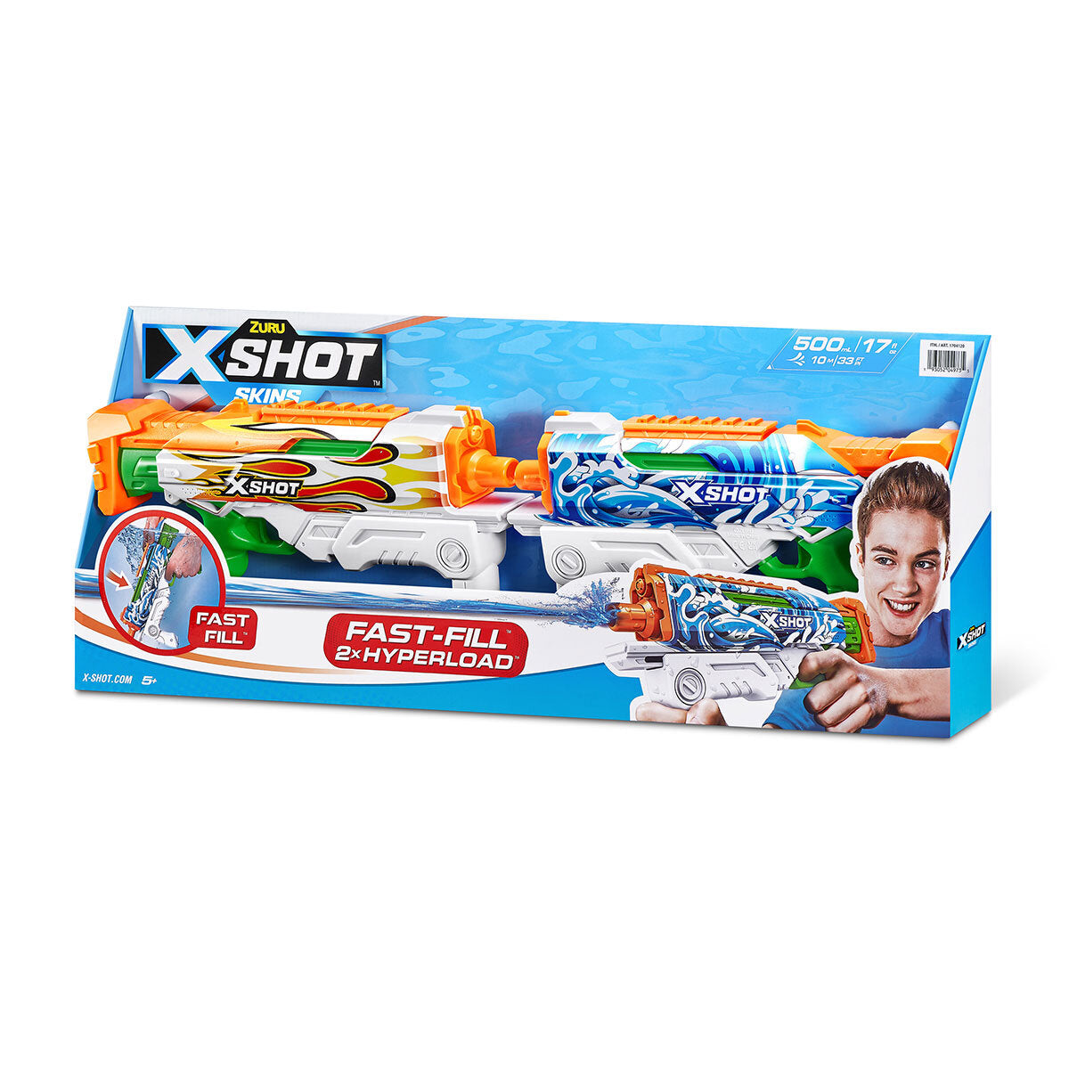 X-Shot Water Fast-Fill Skins Hyperload: Wave and Inferno 2 Pack (5+ Ye ...